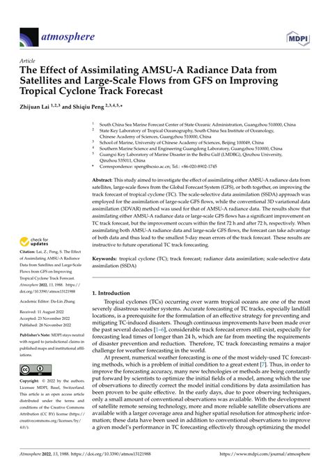 Pdf The Effect Of Assimilating Amsu A Radiance Data From Satellites And Large Scale Flows From