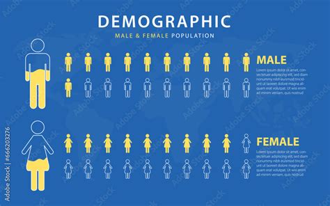 Demographic Analysis Infographic Template Male Female Ratio For Population Visualization Man