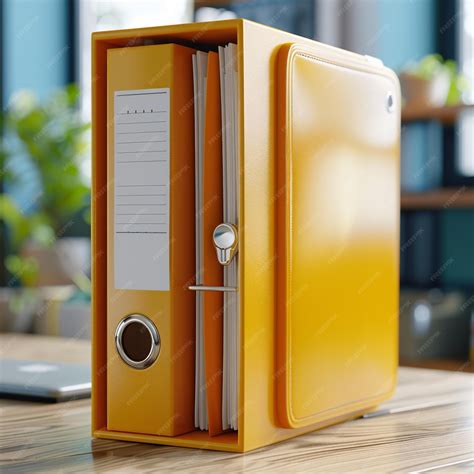 A Yellow Binder With A Key Premium Ai Generated Image