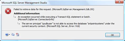Error En Microsoft Sql Server Management Studio The Server Principal Is Not Able To Access