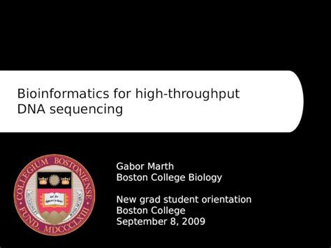 Pptx Bioinformatics For High Throughput Dna Sequencing Dokumentips