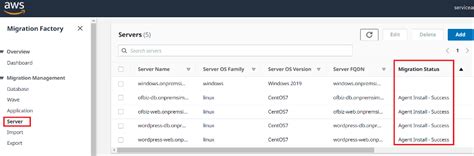 Migration Factory 웹 콘솔을 사용한 자동화된 마이그레이션 활동 목록 Aws의 Cloud Migration Factory