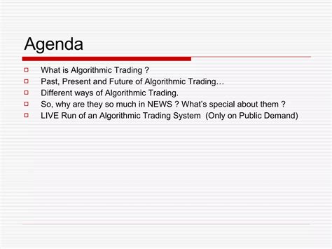 Algorithmic Trading An Introduction Ppt