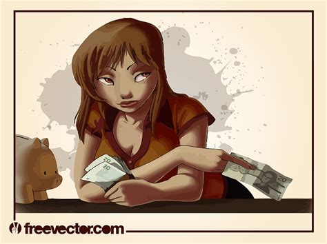 Money Girl Cartoon Vector Art And Graphics