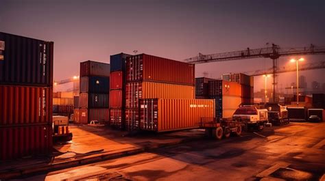 Premium Ai Image Industrial Container Yard For Logistic Import Export Business