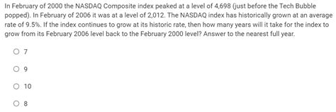 Solved In February Of 2000 The Nasdaq Composite Index Peaked