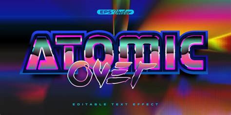 Premium Vector Retro Shiny Y2k Editable Text Effect Atomic Over