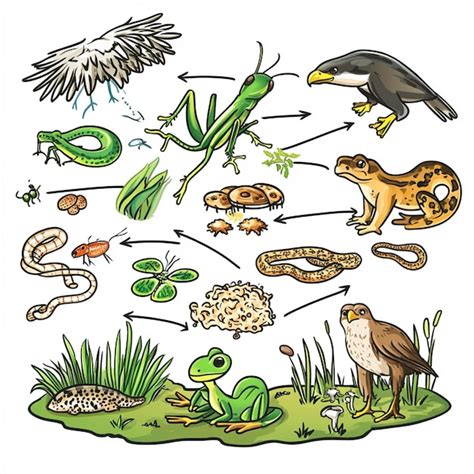 Food Chain Diagram With Green Grasshopper Premium Ai Generated Image