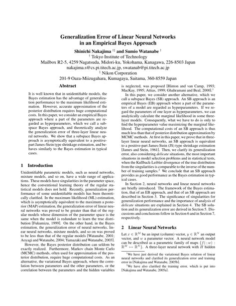 Pdf Generalization Error Of Linear Neural Networks In An Empirical