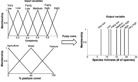 membership functions for the fuzzy model relating landscape complexity