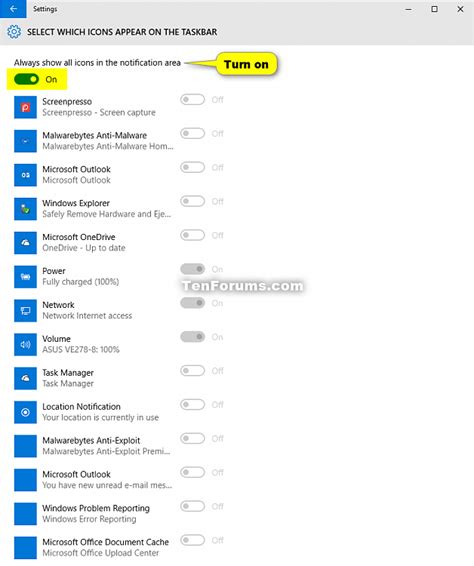 Notification Area Icons Hide Or Show In Windows Windows Customization Tutorials