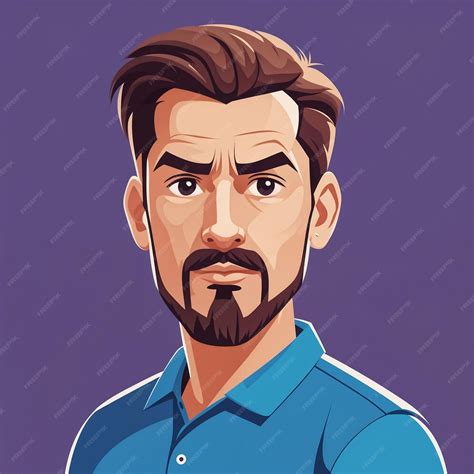Portrait Of A Bearded Man Vector Illustration In Cartoon Style Premium Ai Generated Image