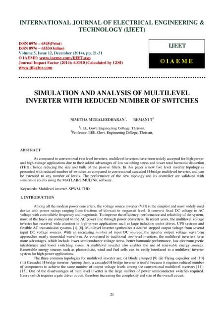 Comparative Analysis Of Multilevel Inverter Topologies For Induction Motor Drive Applications Pdf