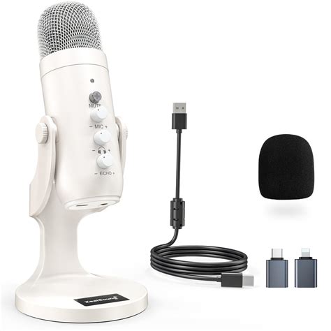 ZealSound USB Microphone Condenser Computer PC Mic K66 White ZealSound