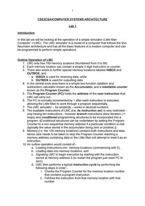 Computer System Architecture Practical Lab7 1 CSE2CSA Lab 7