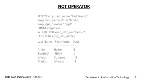 Sql Logical Operators Ppt