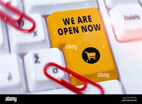 conceptual display we are open now business overview no enclosing or confining barrier