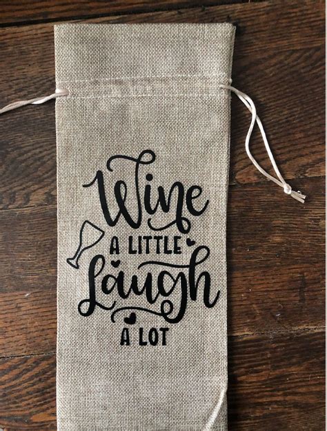 Burlap Wine T Bag Wine A Little Laugh A Lot Etsy Canada Wine