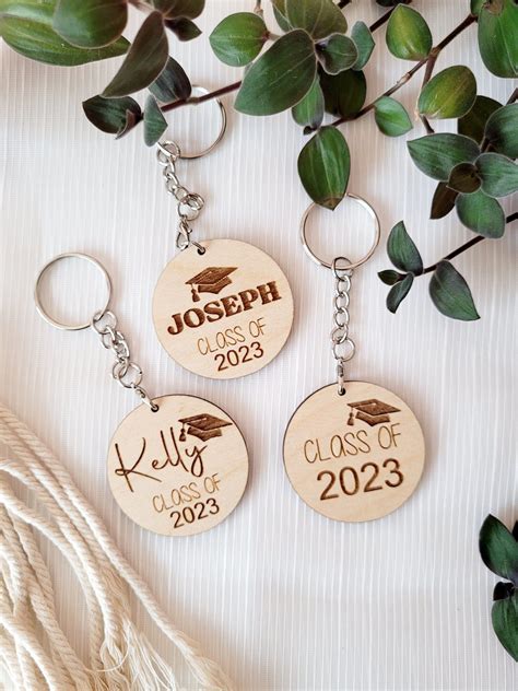 Class Of 2023 Wooden Grad Keychain Personalized Graduation T