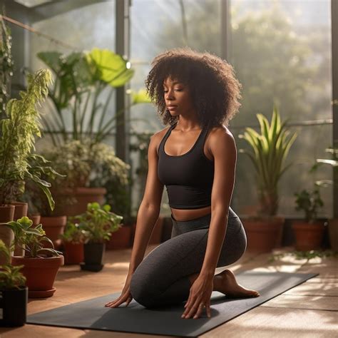 Premium Photo A Black Woman Practicing Yoga