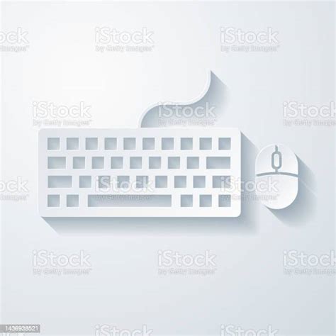키보드와 마우스 빈 배경에 종이 잘라내기 효과가 있는 아이콘 3차원 형태에 대한 스톡 벡터 아트 및 기타 이미지 3차원 형태 개념 공란 Istock