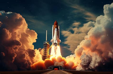 Premium Photo The Launch Of The Spacecraft Into Space Generative Ai