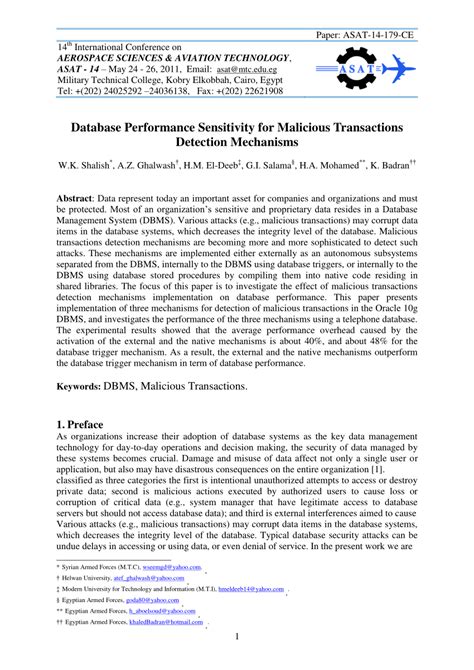 pdf database performance sensitivity for malicious transactions