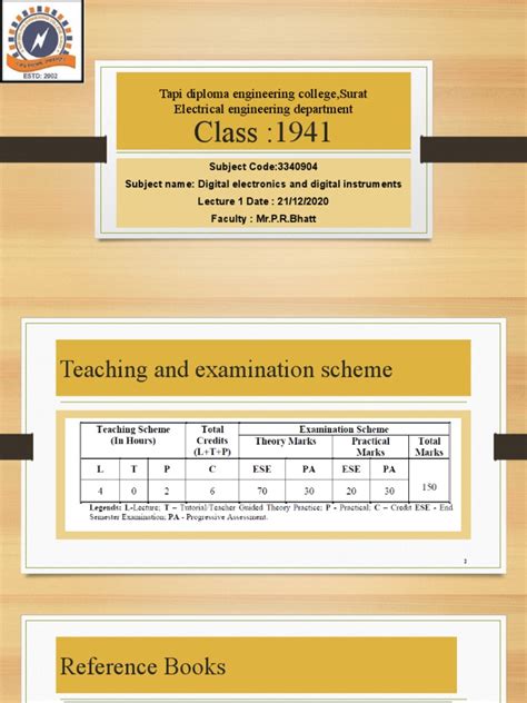 Digital Electronics And Digital Instruments Lect 1 Date 21 12 20 Pdf