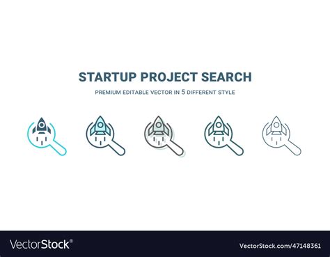 Startup Project Search Icon In 5 Different Style Vector Image