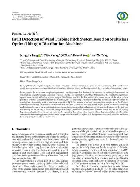 pdf fault detection of wind turbine pitch system based on multiclass