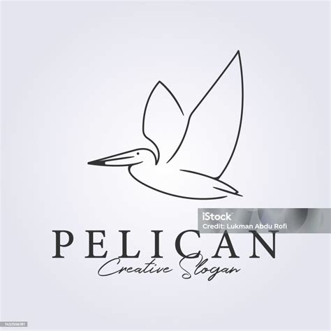 비행 펠리컨 조류 라인 아트 스타일 로고 벡터 일러스트 레이 션 디자인 현대 간단한 펠리컨 로고 갈라파고스브라운펠리컨에 대한