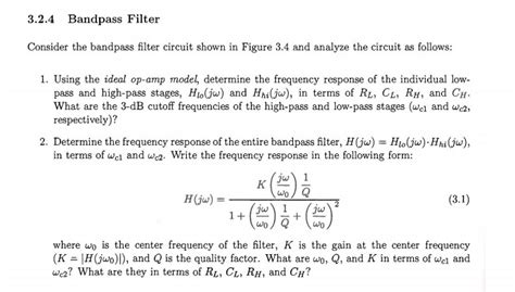 solved consider the bandpass filter circuit shown in figure