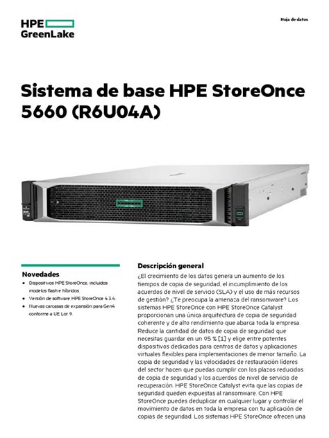 Hpe Storeonce 5660 Base System Psn1013350035cles Pdf Computación En La Nube Apoyo