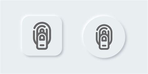 Fingerprint Line Icon In Neomorphic Design Style Biometric Signs