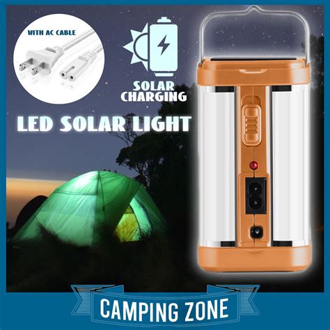 Led Solar Charging Light Portable Handle With Ac Rechargeable 2 Color