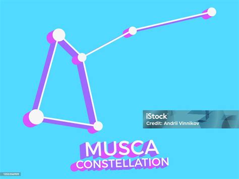 무스카 별자리 3d 기호 파란색 배경에 등색 스타일별 아이콘 별과 은하의 클러스터 벡터 일러스트레이션 3차원 형태에 대한 스톡