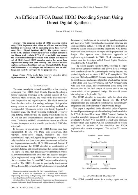 Pdf An Efficient Fpga Based Hdb3 Decoding System Using Direct Digital