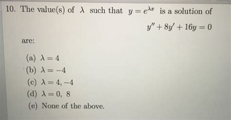 Solved The Value S Of A Such That Lambda Such That Y Chegg Com