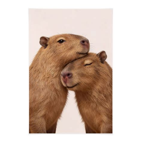 Textile Poster Cuddling Capybara Couple Wall