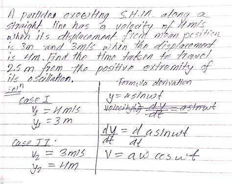 A Particle Executing Shm Along A Straight Line Has A Velocity Of 4m S When Its Displacement From