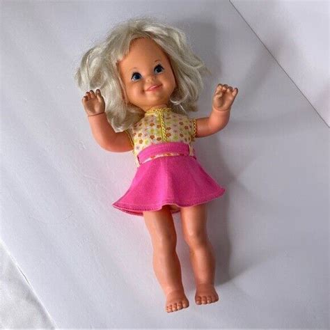 Vintage 1971 Mattel Doll Pull String Head Motion Blonde Hair Blue Eyes