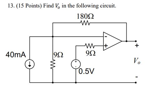 Solved 15 ﻿points ﻿find Vo In ﻿the Following Circuit