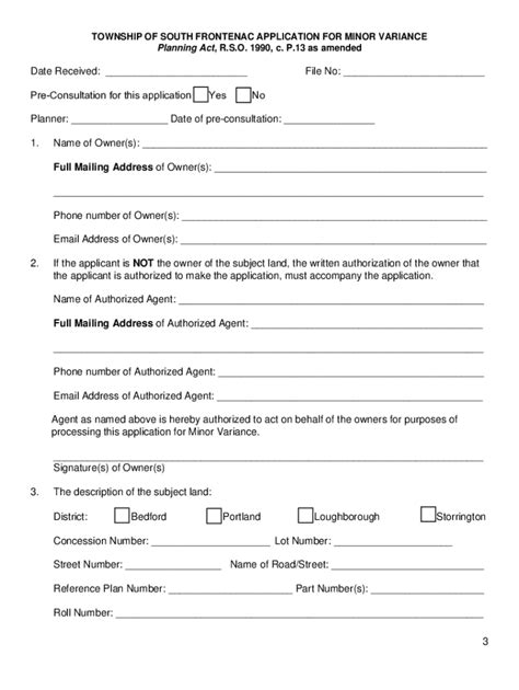 Fillable Online Minor Variance Application Form January 2023 Fax