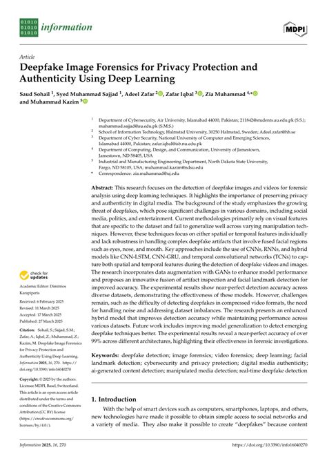 Pdf Deepfake Image Forensics For Privacy Protection And Authenticity