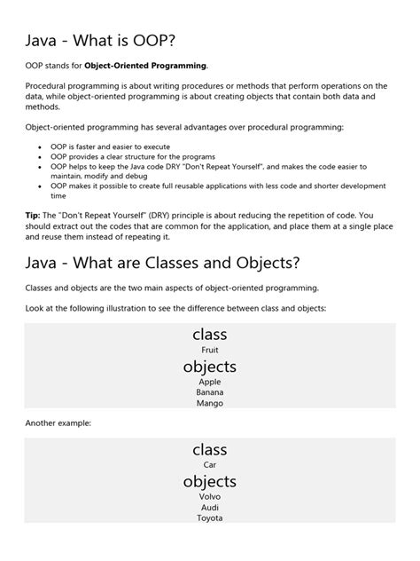 Understanding Java Oop Concepts Pdf Class Computer Programming