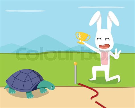 Rabbit Wins The Turtle In The Race Vector Design Stock Vector Colourbox