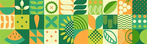 이음새가 없는 패턴과 추상적인 형태의 농업용 기하학적 모자이크는 유기농 친환경 식물 기반 농산물을 특징으로 합니다 개념에 대한 스톡 벡터 아트 및 기타 이미지 Istock