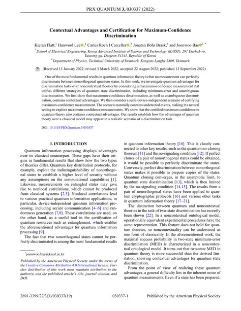 Pdf Contextual Advantages And Certification For Maximum Confidence Discrimination