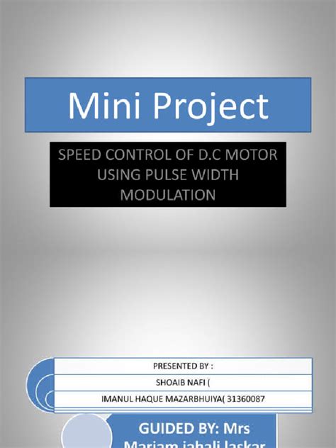 Speed Control Of Dc Motor Using Pulse Width Modulation Technique Pdf