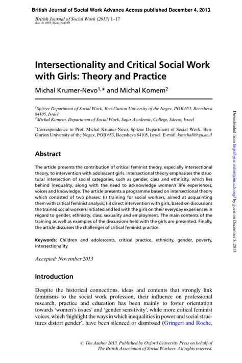 Pdf Intersectionality A Conceptual Framework For Feminist Social